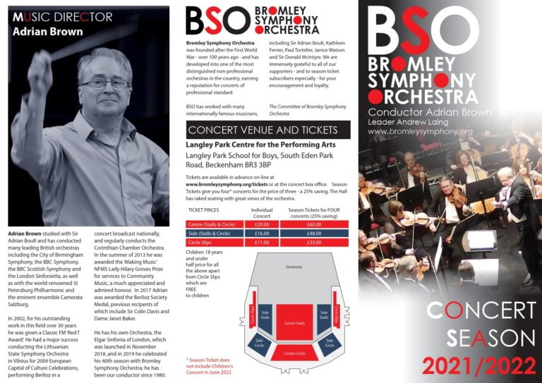Booking tickets – Bromley Symphony Orchestra